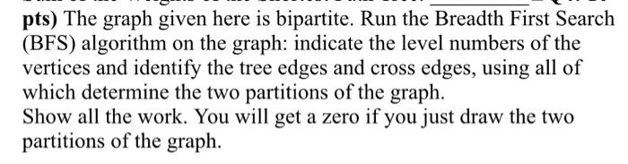 Solved pts) The graph given here is bipartite. Run the | Chegg.com