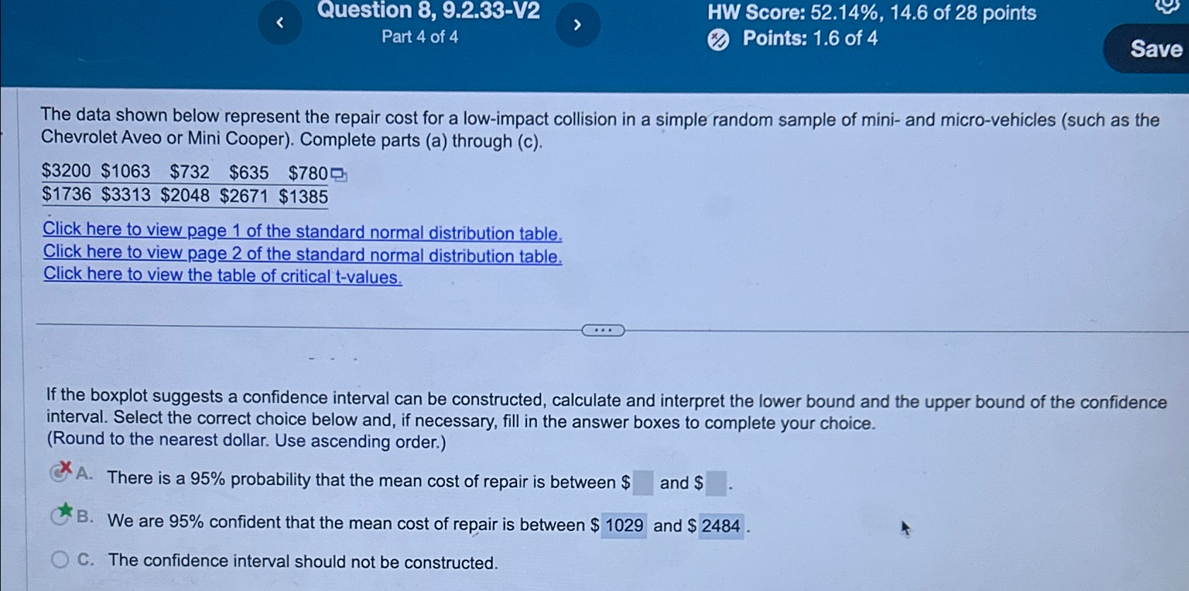 Solved Question 8, 9.2.33-V2HW Score: 52.14%,14.6 ﻿of 28 | Chegg.com
