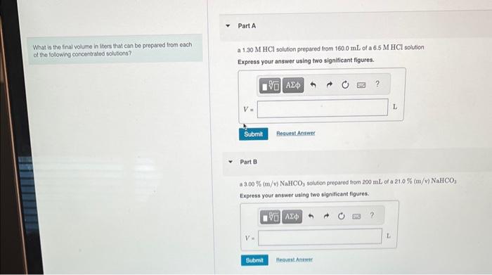 Solved What is the final volume in liters that ean be | Chegg.com