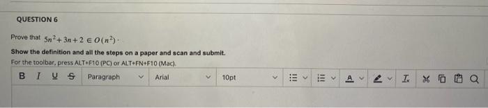 Solved Prove that 5n2+3n+2∈O(n2). Shew the definition and | Chegg.com