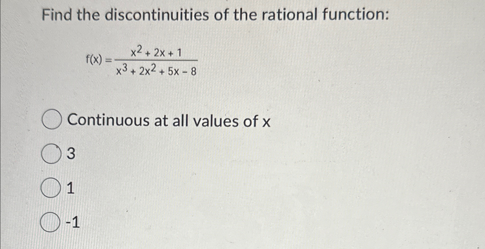 Solved Find the discontinuities of the rational | Chegg.com