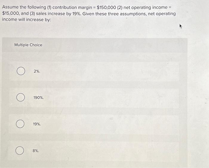 Solved Assume the following (1) contribution margin \\( =\\$ | Chegg.com
