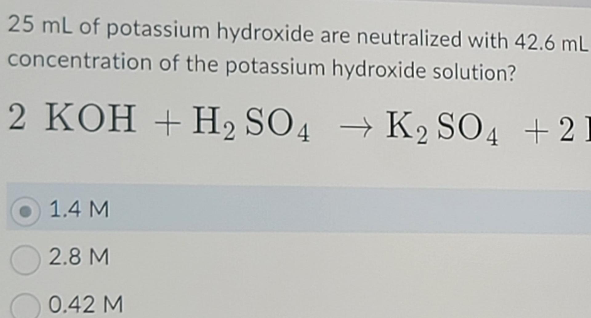 Solved 25 ml of Potassium Hydroxide are neutralized with | Chegg.com