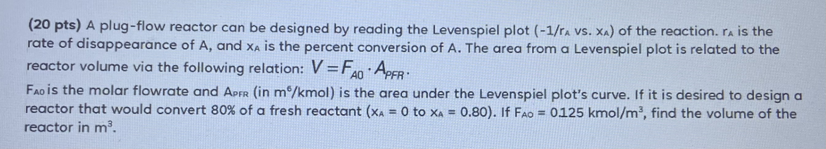 Solved (20 ﻿pts) ﻿A plug-flow reactor can be designed by | Chegg.com