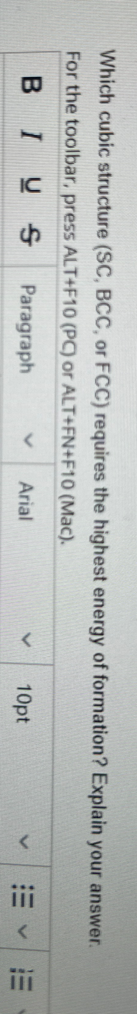 Solved Which cubic structure (SC, ﻿BCC, ﻿or FCC) ﻿requires | Chegg.com