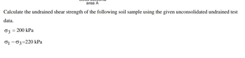 Solved Calculate the undrained shear strength of the | Chegg.com