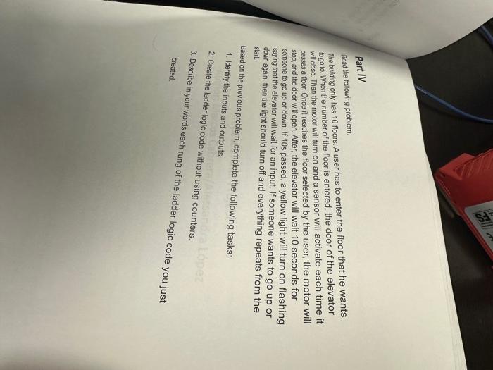 Solved Part IV Read the following problem: The buliding only | Chegg.com