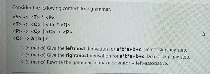 Solved Consider the following context-free grammar. -> | Chegg.com