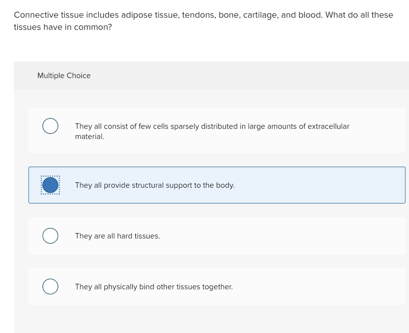 Solved Connective tissue includes adipose tissue, tendons, | Chegg.com