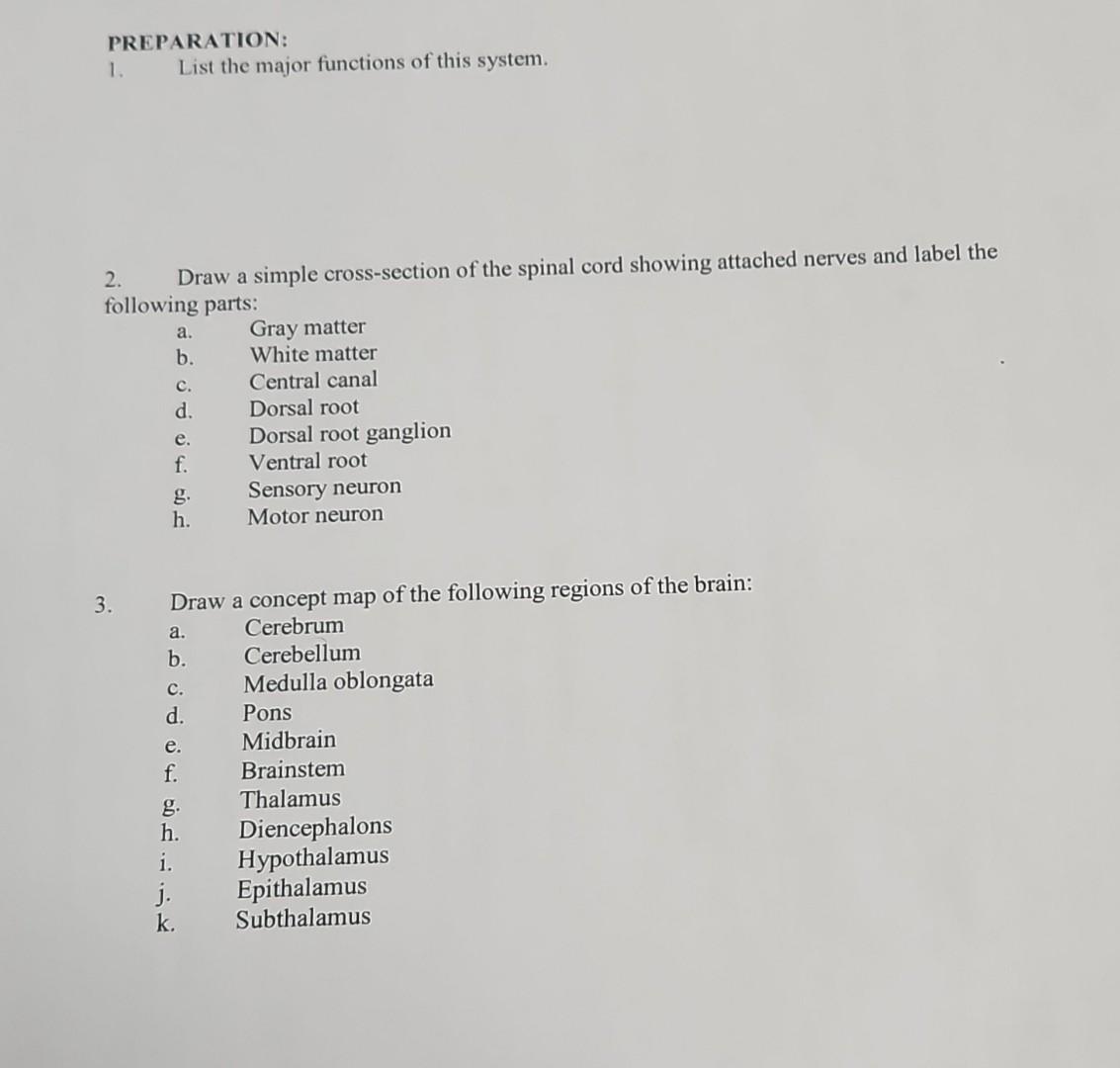 PREPARATION: 1. List the major functions of this | Chegg.com