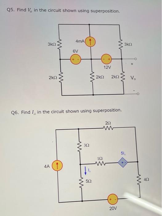 Solved Q5. Find Vo in the circuit shown using superposition. | Chegg.com