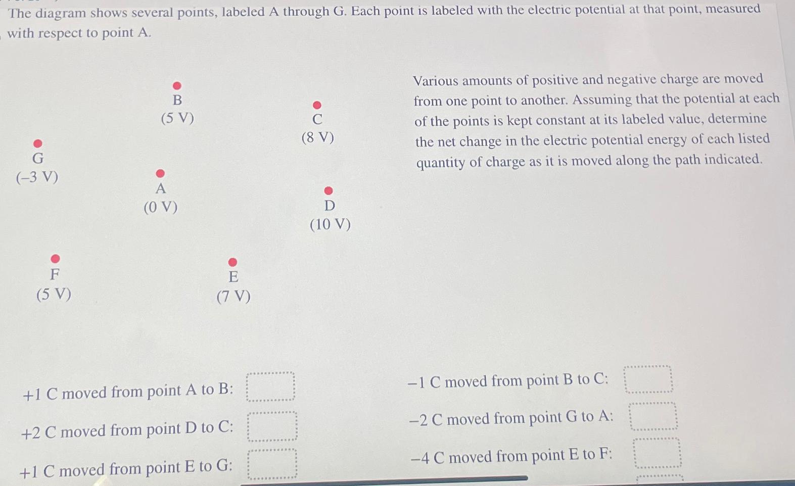 Solved The diagram shows several points, labeled A through | Chegg.com