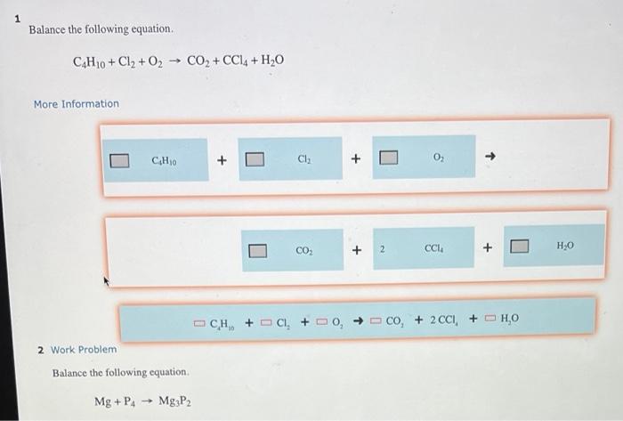 Solved 1 Balance the following equation. | Chegg.com