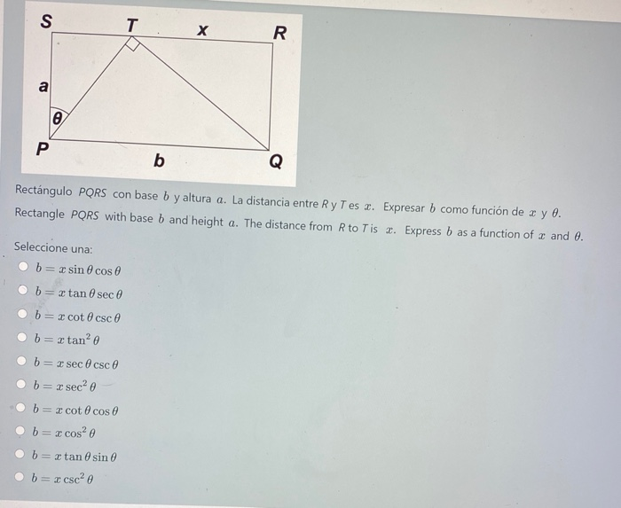Solved Rectangle PQRS with base b and height a. The distance | Chegg.com