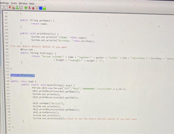 Solved Tackage Practice; oublic class Person \{ private | Chegg.com