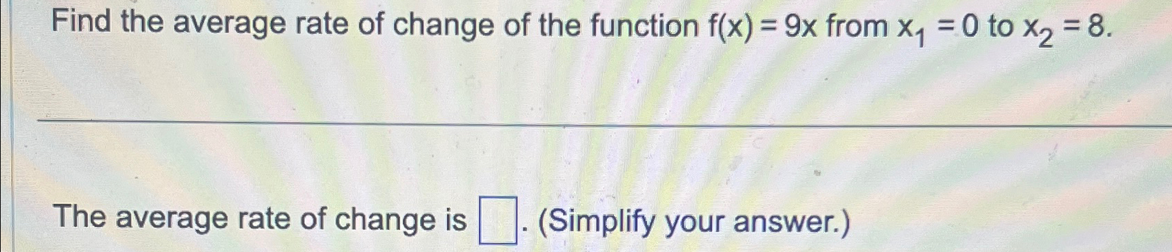 Solved Find the average rate of change of the function | Chegg.com
