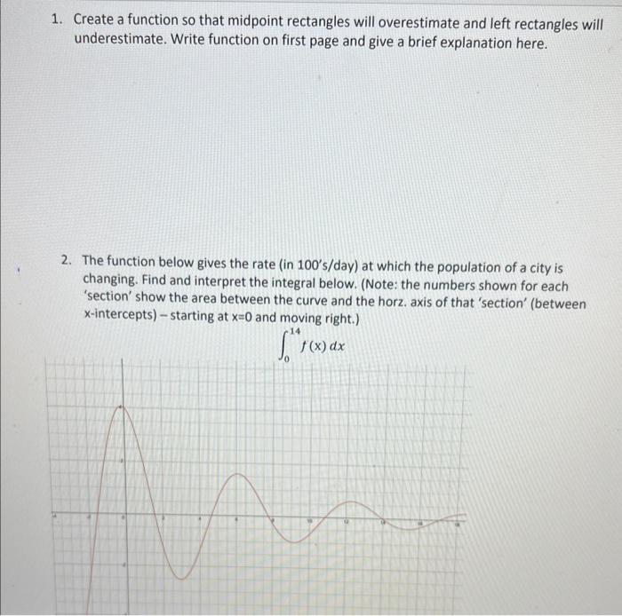 Solved 1. Create a function so that midpoint rectangles will | Chegg.com