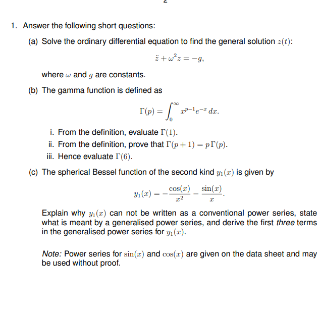 Solved Answer the following short questions:(a) ﻿Solve the | Chegg.com