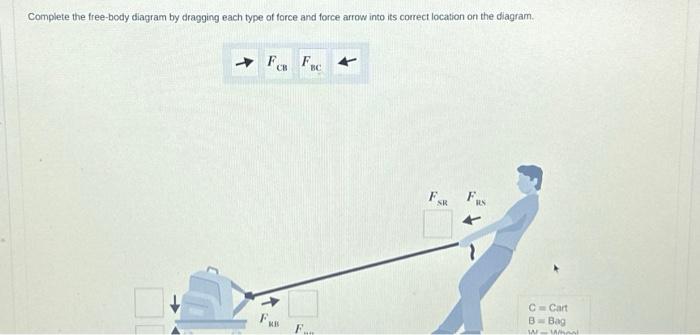 Complete the free-body diagram by dragging each type | Chegg.com