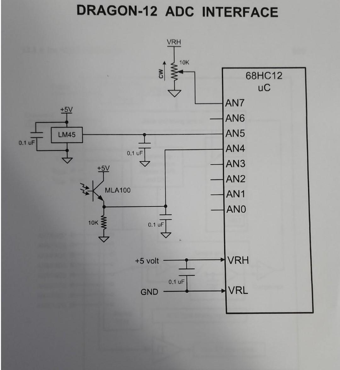 Solved DRAGON-12 ADC INTERFACE VRH 10K CW Find 68HC12 uc AN7 | Chegg.com
