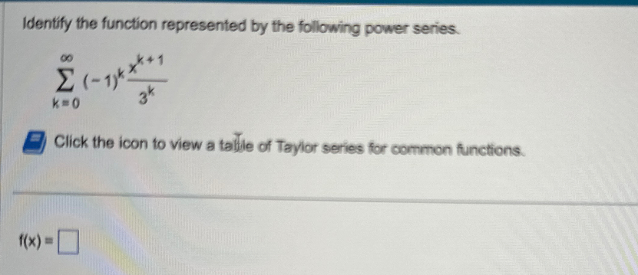 Solved Identify the function represented by the following | Chegg.com