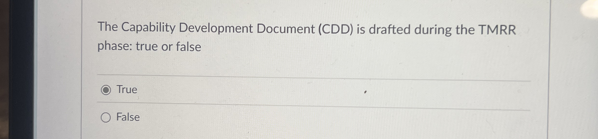 The Capability Development Document (CDD) ﻿is drafted | Chegg.com