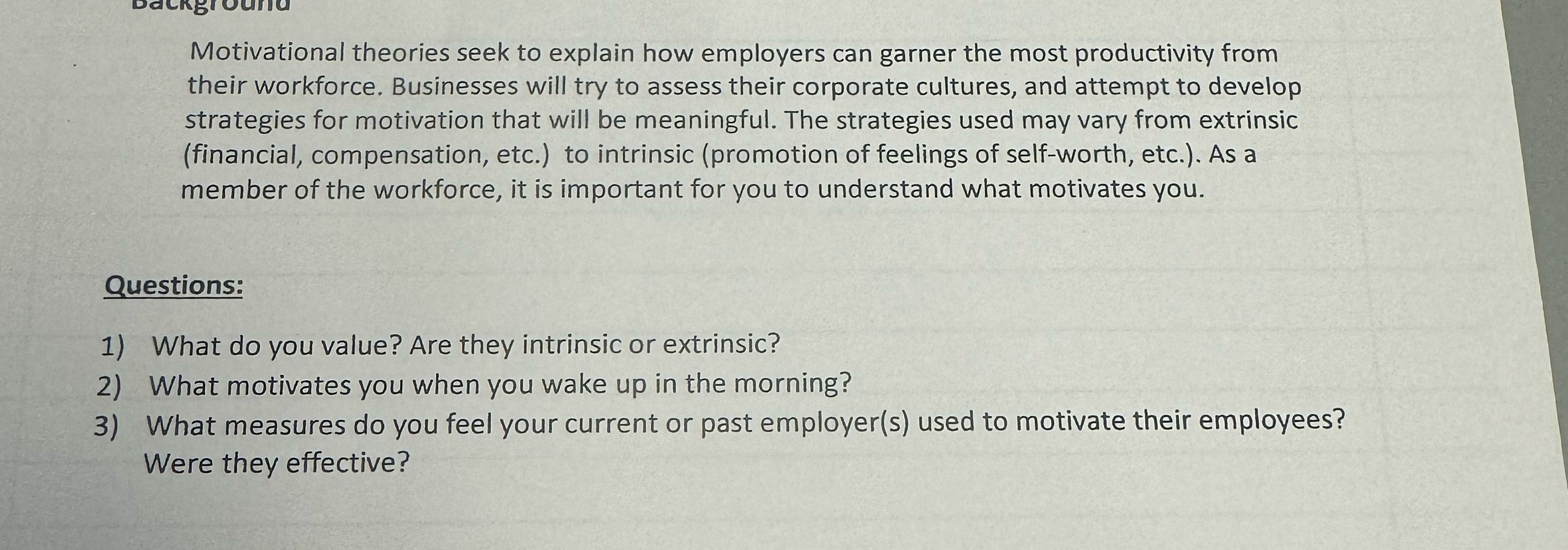 Solved Motivational theories seek to explain how employers | Chegg.com