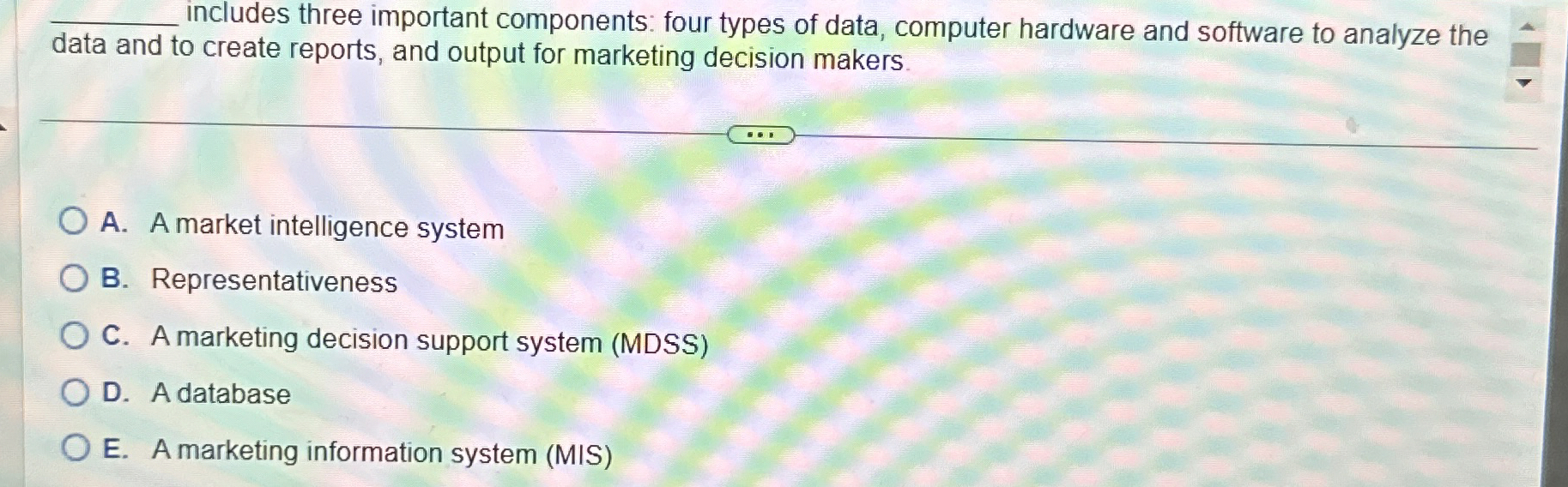 Solved includes three important components: four types of | Chegg.com