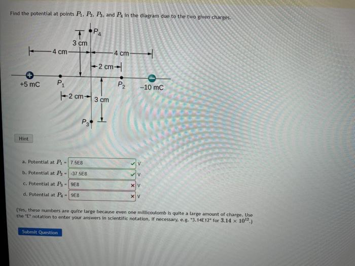 Solved Find the potential at points P1, P2, Psand P, in the | Chegg.com