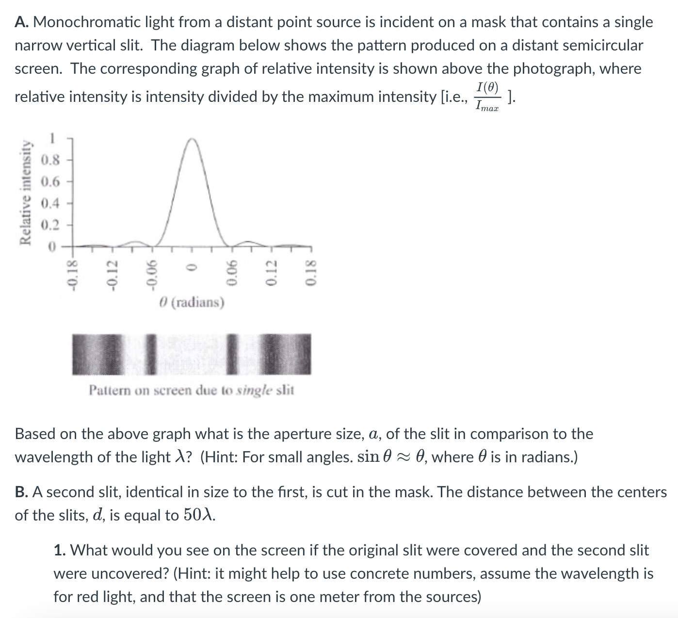 Solved A ﻿monochromatic Light From A Distant Point Source