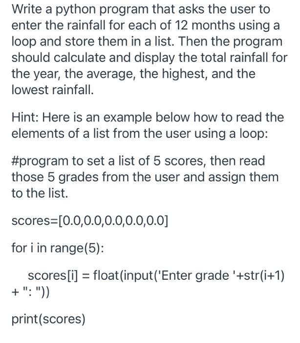 Solved Write a python program that asks the user to enter | Chegg.com