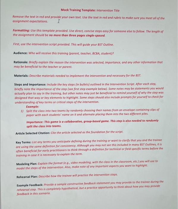 Solved Intervention Script: Good Behavior Game + Video | Chegg.com