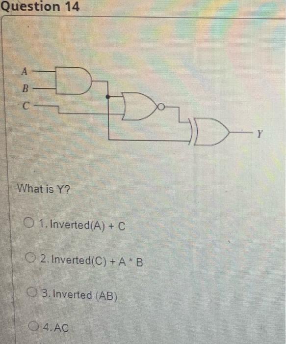 Solved Question 14 A Ppy C Y What is Y? O 1. Inverted(A) + C | Chegg.com