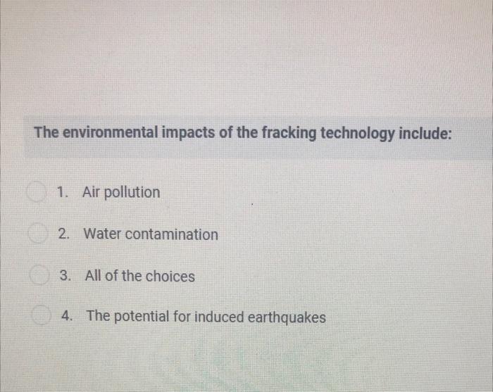 The environmental impacts of the fracking technology | Chegg.com