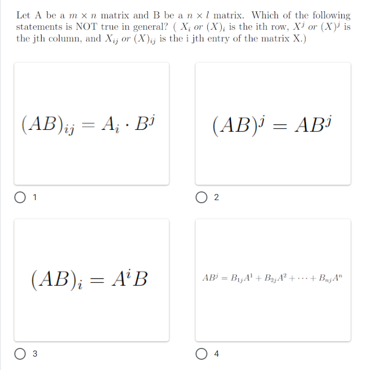 Solved Let A be a m\times n matrix and B be a n\times l | Chegg.com
