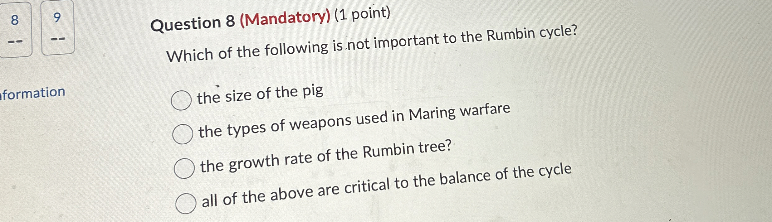 Solved Question 8 (Mandatory) (1 ﻿point)Which of the | Chegg.com