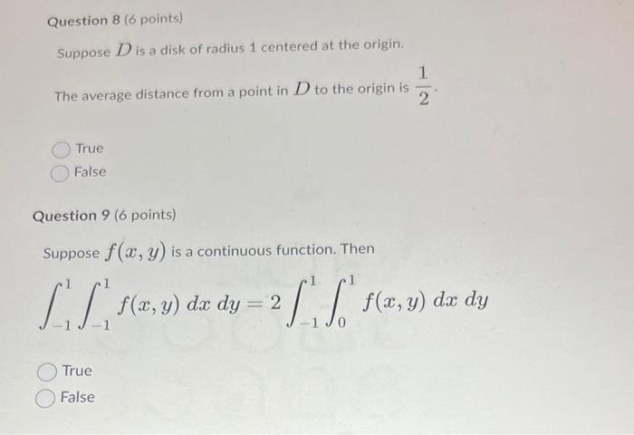 Solved Suppose D is a disk of radius 1 centered at the | Chegg.com