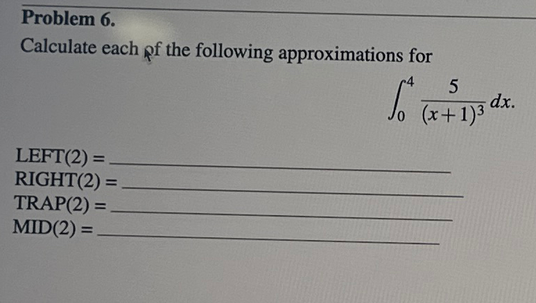 Solved Problem 6.Calculate each fo the following | Chegg.com