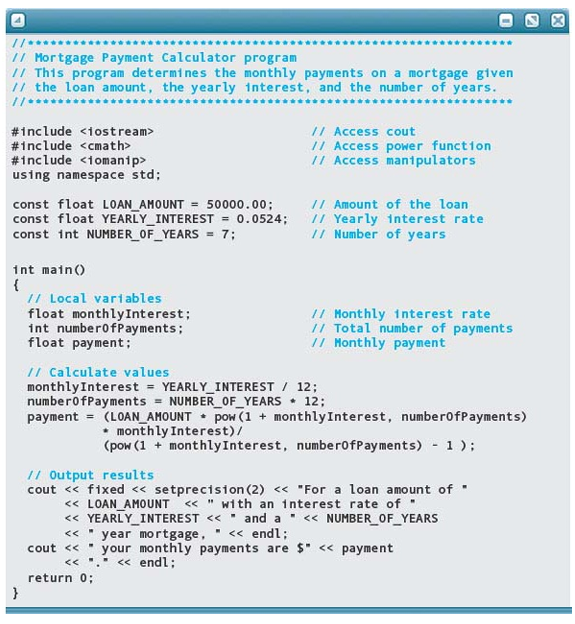 Solved 1. ﻿Change the output statements in the Mortgage | Chegg.com