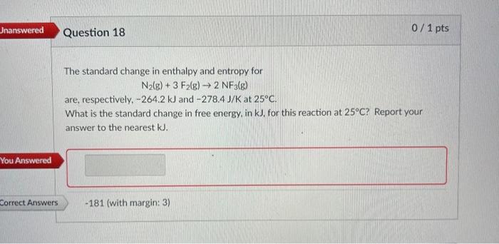 Solved The standard change in enthalpy and entropy for N2( | Chegg.com