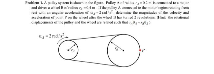 Problem 1. A pulley system is shown in the figure. | Chegg.com