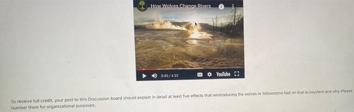 Solved How Wolves Change Rivers 0:45/433 YouTube o To | Chegg.com