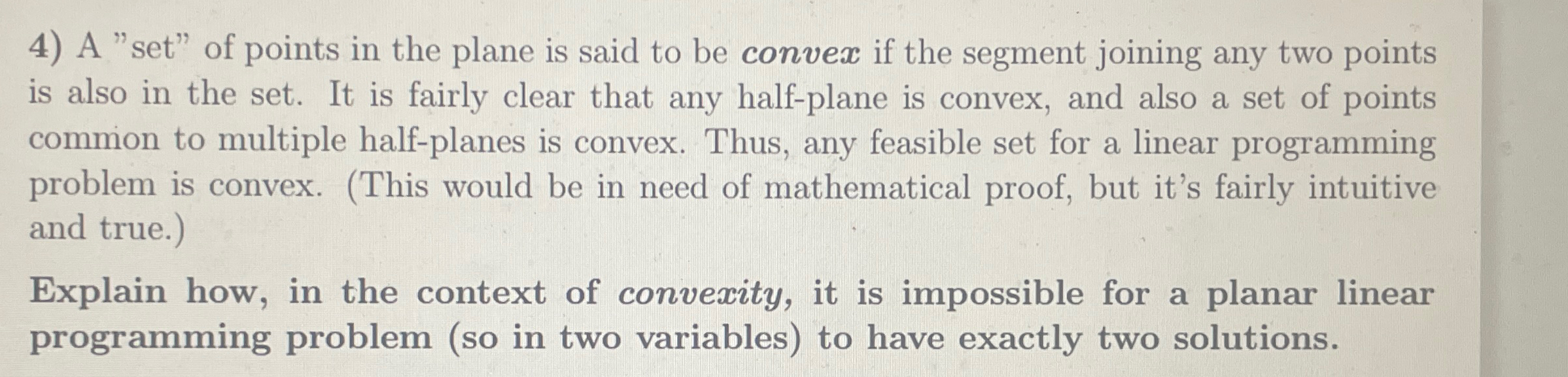 Solved A "set" of points in the plane is said to be convex | Chegg.com