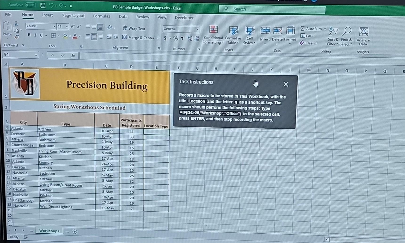 Solved Precision Building \begin{tabular}{|c|c|c|c|c|c|} | Chegg.com