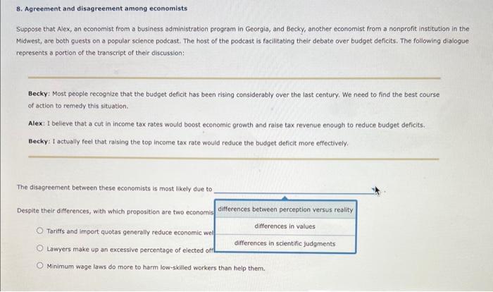 Solved 8. Agreement and disagreement among economists | Chegg.com