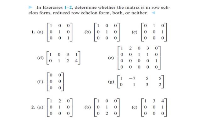 Solved In Exercises 1-2, determine whether the matrix is in | Chegg.com