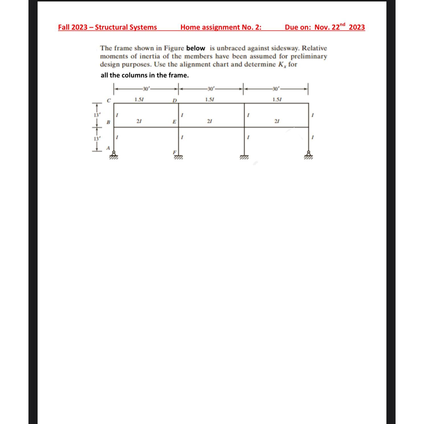 Solved Fall 2023 - ﻿Structural SystemsHome assignment | Chegg.com