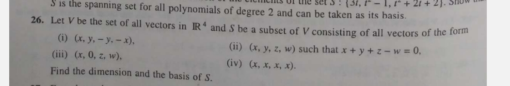 Solved Let V ﻿be the set of all vectors in R4 ﻿and S ﻿be a | Chegg.com