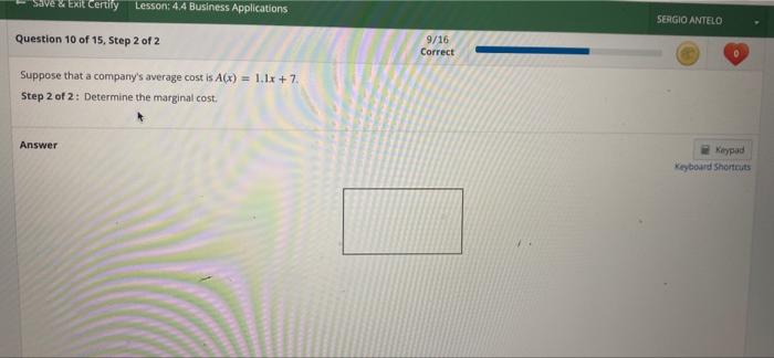Solved Save Exit Certify Lesson: 4.4 Business Applications | Chegg.com