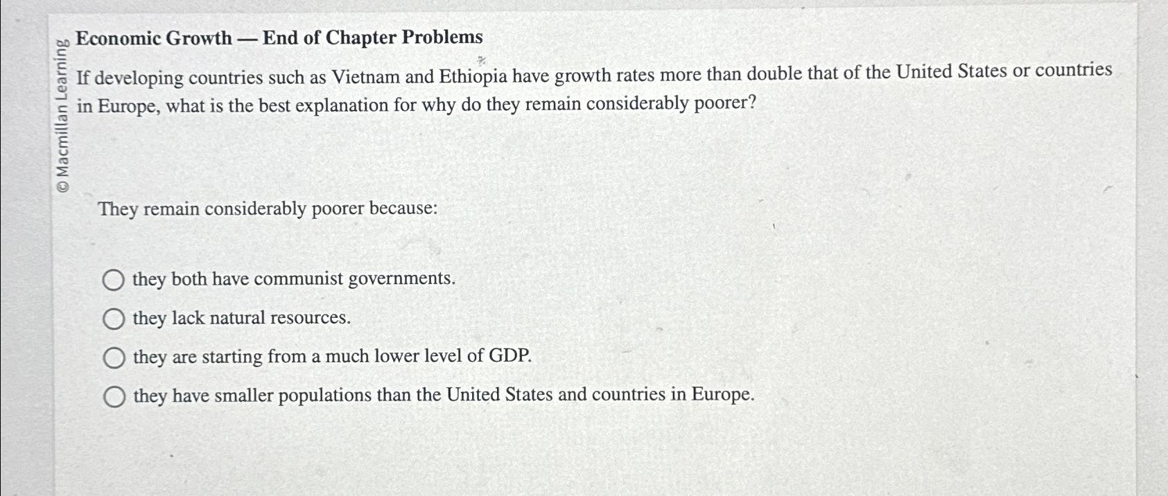 Solved Economic Growth - ﻿End of Chapter ProblemsIf | Chegg.com